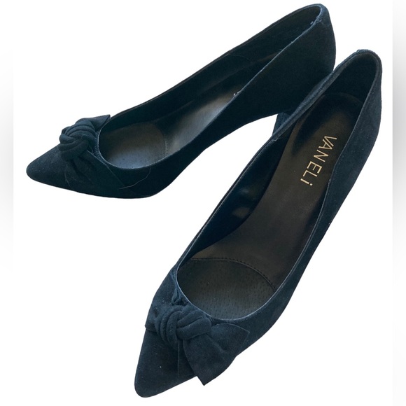 Vaneli | Shoes | Vaneli Toro Black Suede Bow Pointed Toe Pumps Size 65 ...